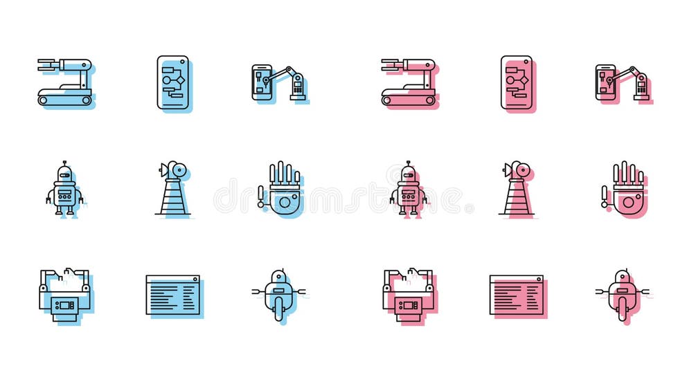 Set Line Assembly Line, Software, Web Developer Programming Code, Robot ...