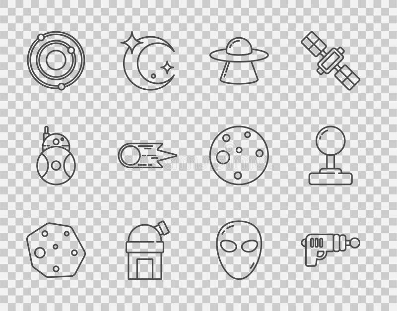 Set Line Asteroid, Ray Gun, UFO Flying Spaceship, Astronomical ...