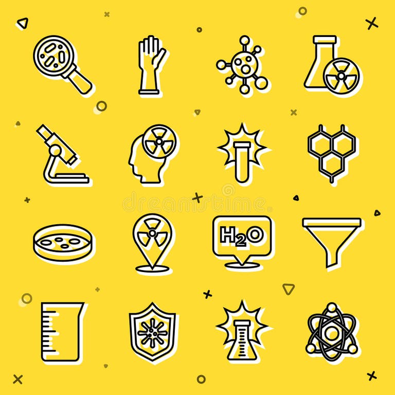 Set Line Atom, Funnel or Filter, Chemical Formula, Molecule, Head and ...