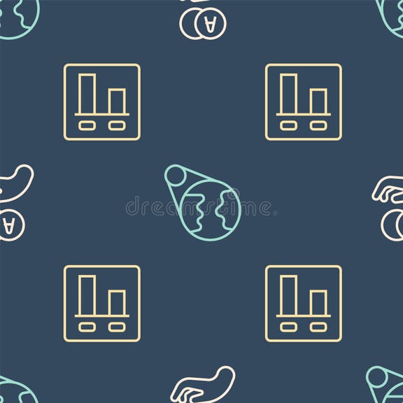 Set Line Atom, Graph Chart Infographic and Earth Globe on Seamless ...