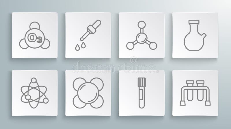 Set Line Atom, Pipette, Molecule, Test Tube, and Ozone Icon. Vector ... Set Line Atom, Pipette, Molecule, Test Tube, and Ozone Icon. Vector ...