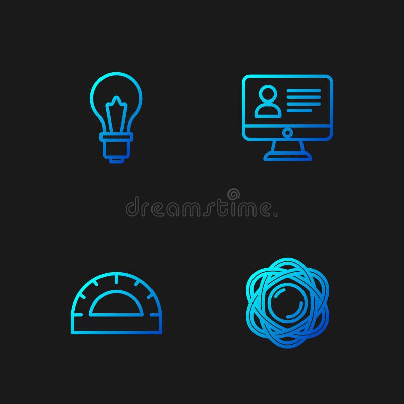 Set Line Atom, Protractor Grid, Light Bulb with Idea and Online Class ... Set Line Atom, Protractor Grid, Light Bulb with Idea and Online Class ...