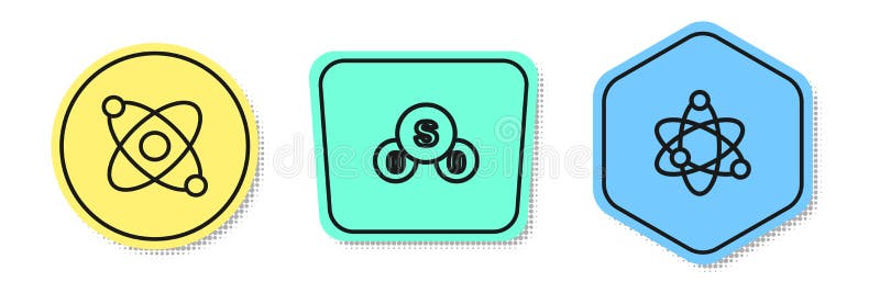 Set Line Atom, Sulfur Dioxide SO2 and . Colored Shapes. Vector Stock ...