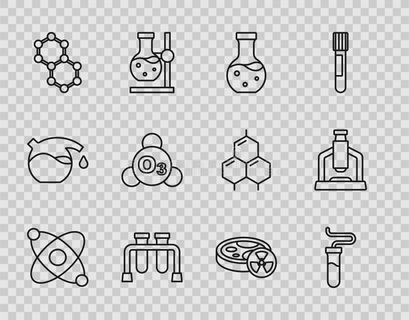 Set Line Atom, Test Tube, Molecule, Ozone, with Toxic Liquid and ... Set Line Atom, Test Tube, Molecule, Ozone, with Toxic Liquid and ...