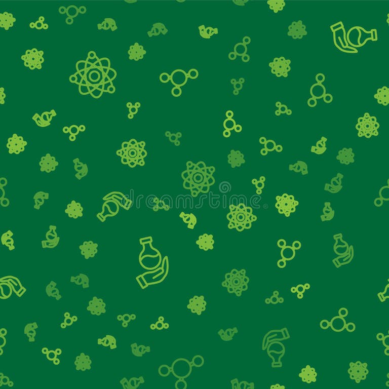 Set Line Atom, Test Tube and Molecule on Seamless Pattern. Vector Stock ...