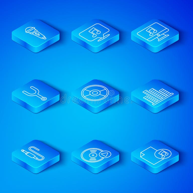 Set Line Audio Jack, CD or DVD Disk, Vinyl, Music Equalizer, Computer ...