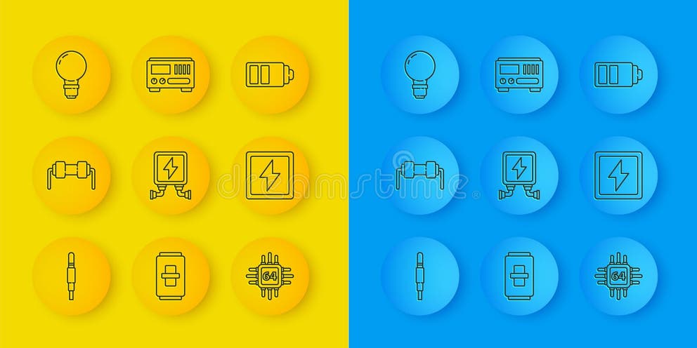 Set Line Audio Jack, Electric Transformer, Processor with Microcircuits ...