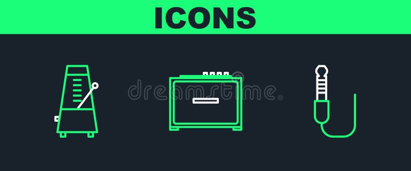 Set Line Audio Jack, Metronome with Pendulum in Motion and Guitar ...