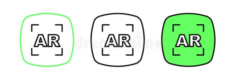 Set Line Augmented Reality AR Icon Isolated on White Background ...