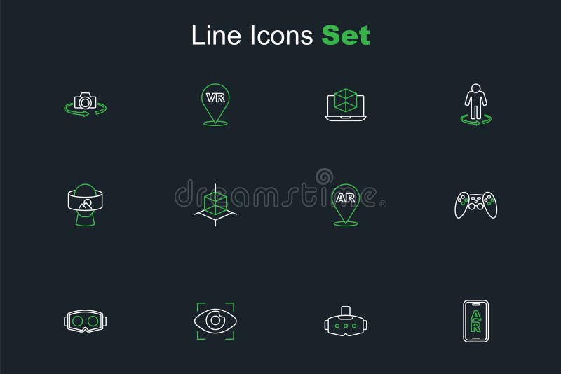 Set Line Augmented Reality AR, Virtual Glasses, Big Brother Electronic Eye, Gamepad, 3d Modeling ...