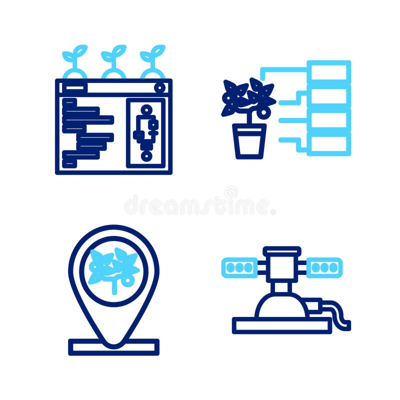 Set Line Automatic Irrigation Sprinklers, Location and Tree, Flower ...