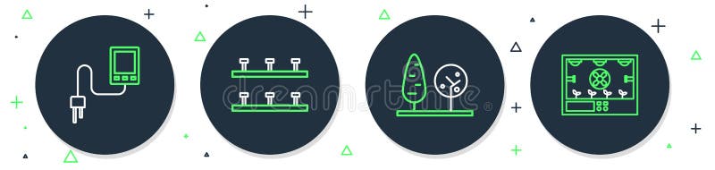 Set Line Automatic Irrigation Sprinklers, Trees, Sensor and Smart ...