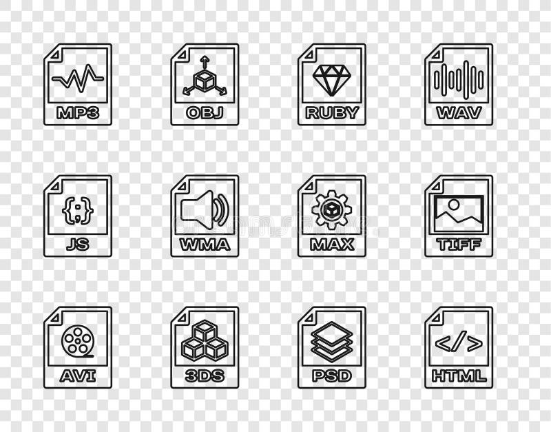 Set Line AVI File Document, HTML, RUBY, 3DS, MP3, WMA, PSD and TIFF ... Set Line AVI File Document, HTML, RUBY, 3DS, MP3, WMA, PSD and TIFF ...