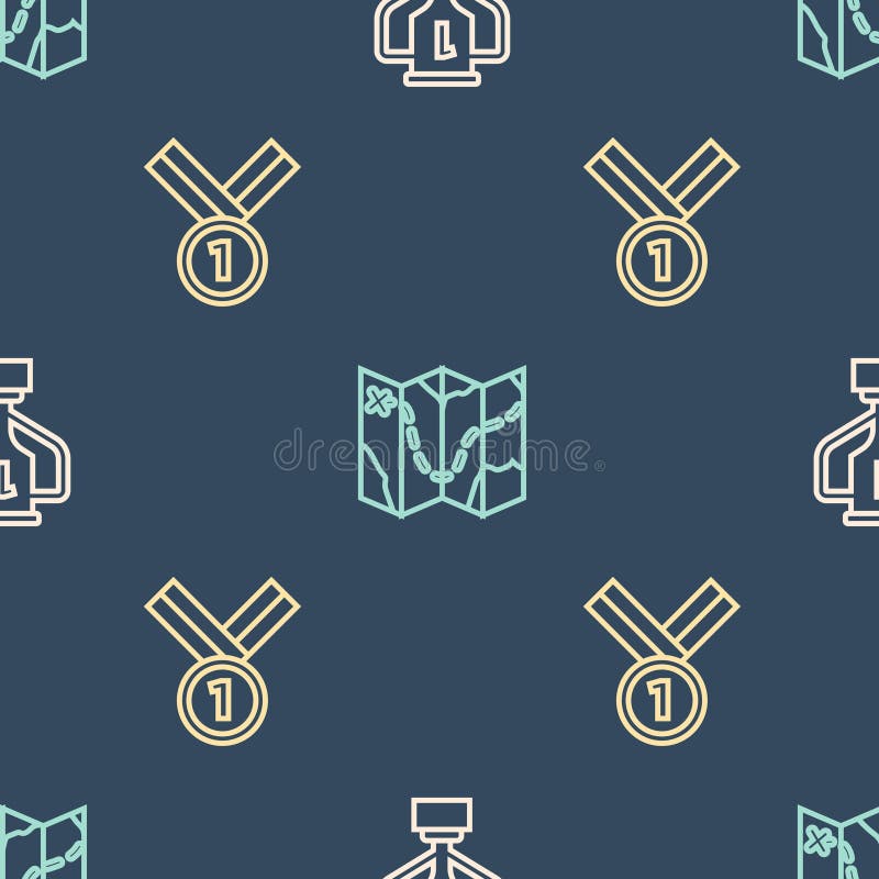 Set Line Award Cup with Golf, Medal and Golf Course Layout on Seamless ...