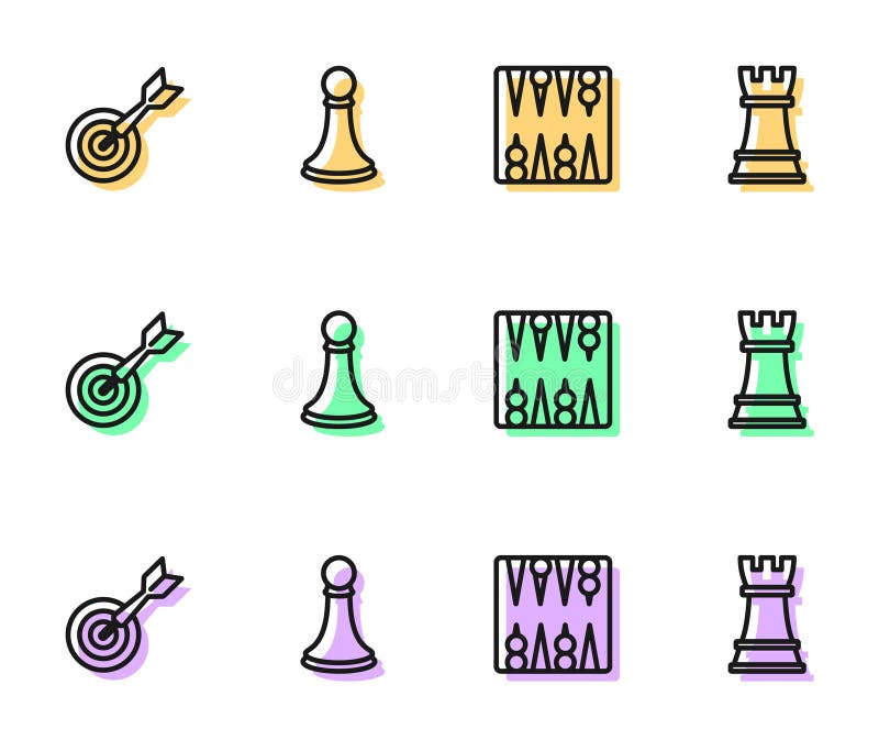 Set Line Backgammon Board, Classic Dart and Arrow, Chess Pawn and Icon ...