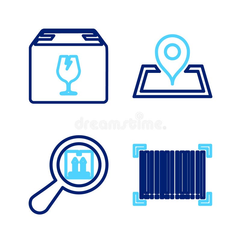 Set Line Barcode, Search Package, Placeholder on Map and Delivery Box ...
