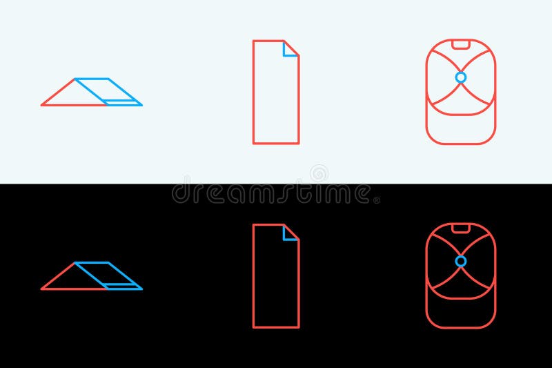 Set Line Baseball Cap, Skate Park and Grip Tape on Skateboard Icon ...