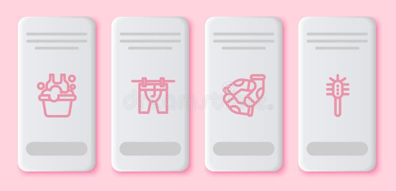 Set Line Basin with Soap Suds, Drying Clothes, Socks and Toilet Brush ...