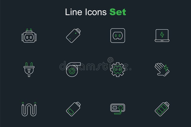 Set Line Battery Charge, Electrical Outlet, Cable, Glove, Roll Adhesive ...