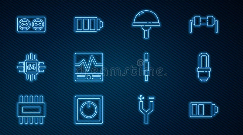 Set Line Battery Charge Level Indicator, LED Light Bulb, Light Emitting ...