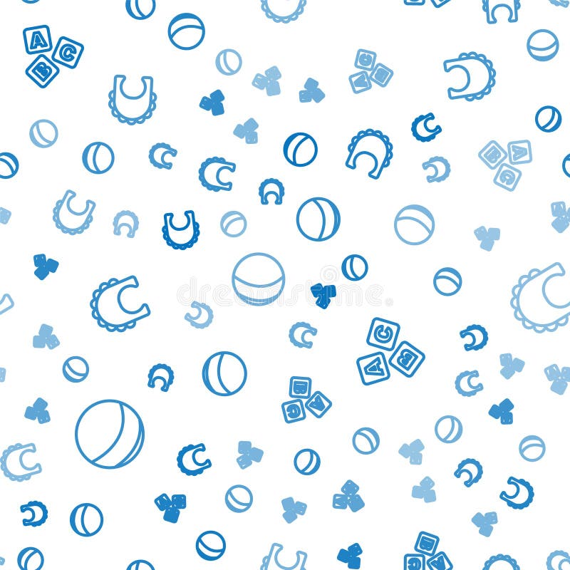 Set Line Beach Ball, ABC Blocks and Baby Bib on Seamless Pattern ...