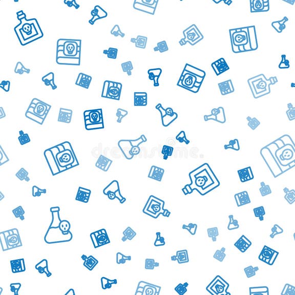 Set Line Beaker with Toxic Liquid, Bottle Potion and Book about Poisons ...