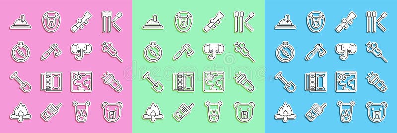 Set Line Bear Head, Flashlight, Syringe, Sniper Optical Sight, Wooden ...