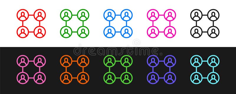 Set Line BFF or Best Friends Forever Icon Isolated on Black and White ...