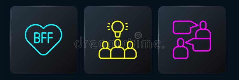 Set Line BFF or Best Friends Forever, Two Sitting Men Talking and ...