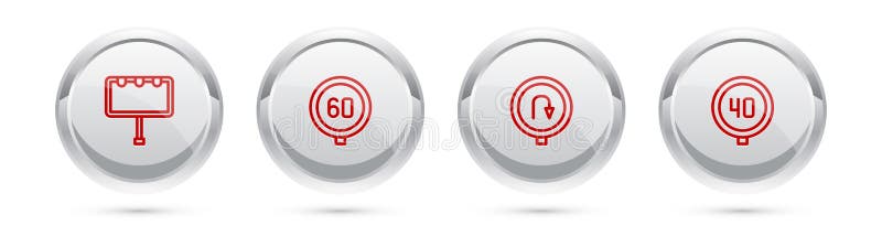 Set Line Billboard with Lights, Speed Limit Traffic, Turn Back Road ...