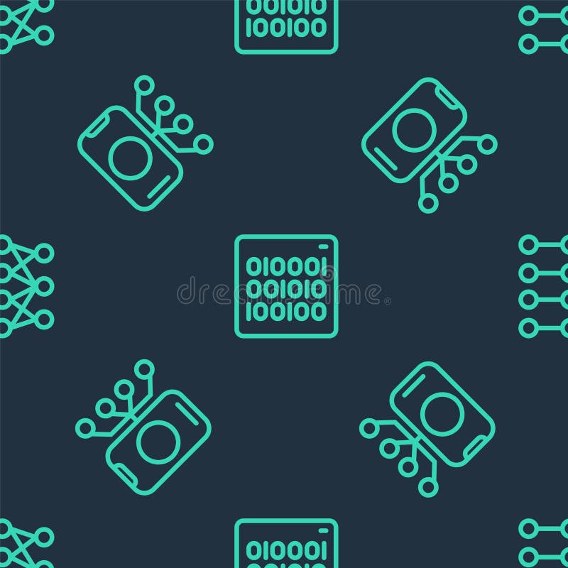 Set Line Binary Code, Neural Network and on Seamless Pattern. Vector ... Set Line Binary Code, Neural Network and on Seamless Pattern. Vector ...