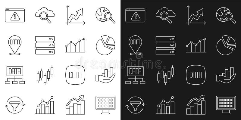 Set Line Binary Code, Pie Chart Infographic, Financial Growth, Server ... Set Line Binary Code, Pie Chart Infographic, Financial Growth, Server ...