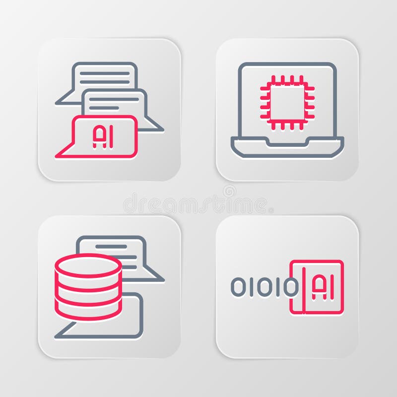 Set Line Binary Code, Server, Data, Processor CPU and Chat Bot Icon ... Set Line Binary Code, Server, Data, Processor CPU and Chat Bot Icon ...
