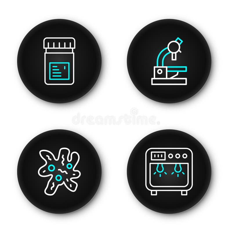 Set Line Biosafety Box, Cell, Microscope and Jar with Additives Icon ...