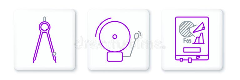 Set Line Board with Graph Chart, Drawing Compass and Ringing Alarm Bell ...