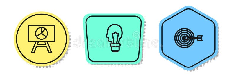 Set Line Board with Graph Chart, Light Bulb Concept of Idea and Target ...