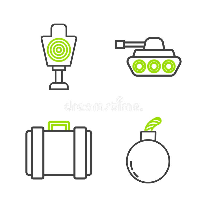 Set Line Bomb Ready To Explode, Military Ammunition Box, Tank and Human ...