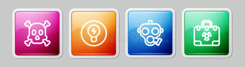 Set Line Bones and Skull Warning, Light Bulb with Concept of Idea, Gas ... Set Line Bones and Skull Warning, Light Bulb with Concept of Idea, Gas ...