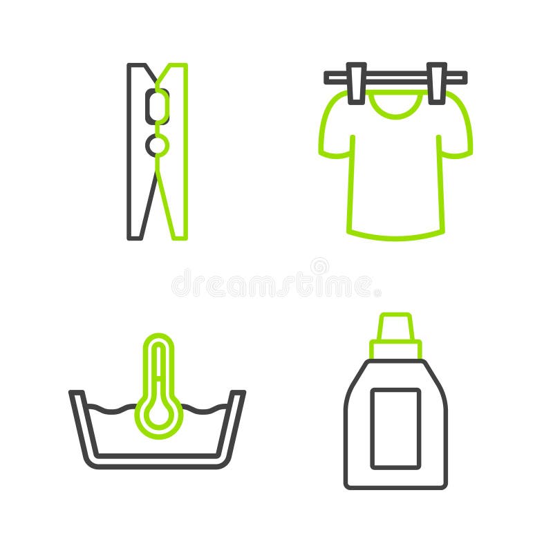 Set Line Bottle for Cleaning Agent, Temperature Wash, Drying Clothes ...