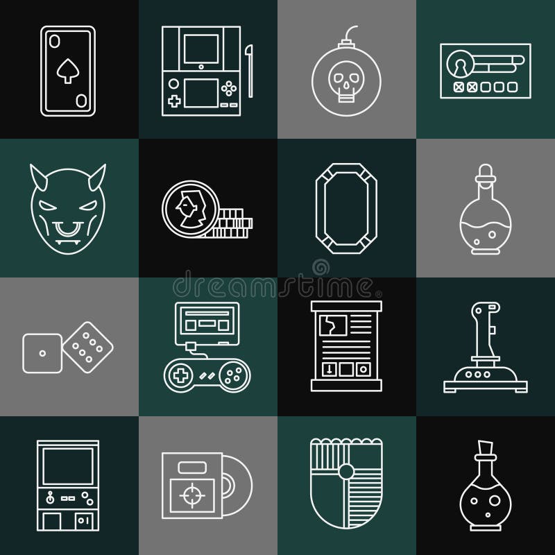 Set Line Bottle with Magic Elixir, Joystick for Arcade Machine, Bomb ...