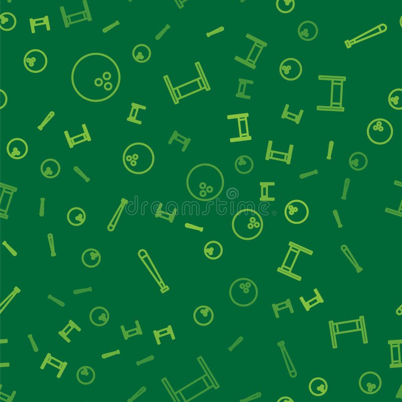 Set Line Bowling Ball, Baseball Bat and Volleyball Net on Seamless ...