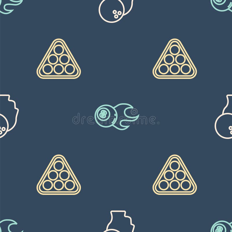 Set Line Bowling Ball, Billiard Balls Rack Triangle and on Seamless ...