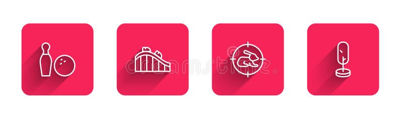 Set Line Bowling Pin and Ball, Roller Coaster, Hunt on Rabbit with ...