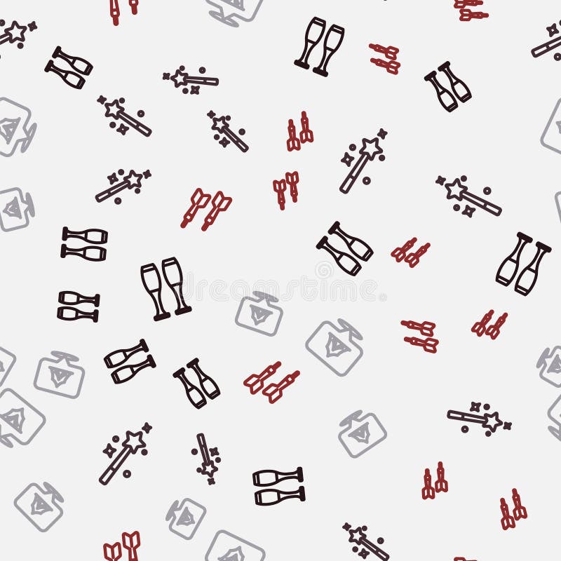 Set Line Bowling Pin, Magic Wand, Circus Tent and Dart Arrow on ...