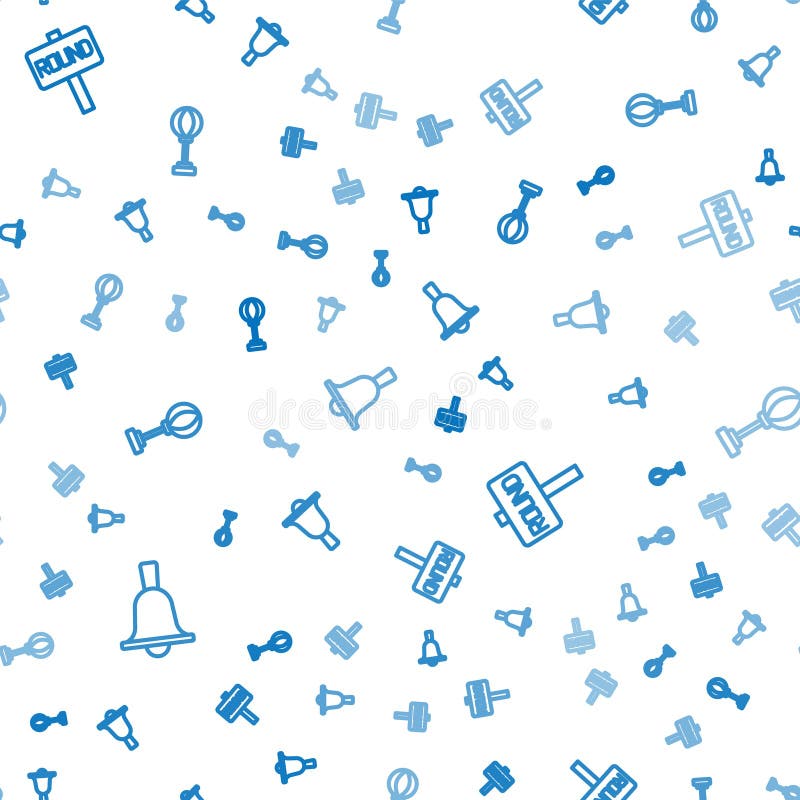 Set Line Boxing Bell, Ring Board and Punching Bag on Seamless Pattern ...