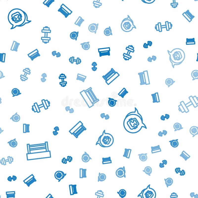 Set Line Boxing Ring, Helmet and Dumbbell on Seamless Pattern. Vector ...