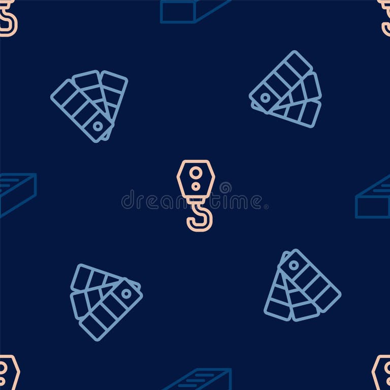 Set Line Brick, Color Palette Guide and Crane Hook on Seamless Pattern ...