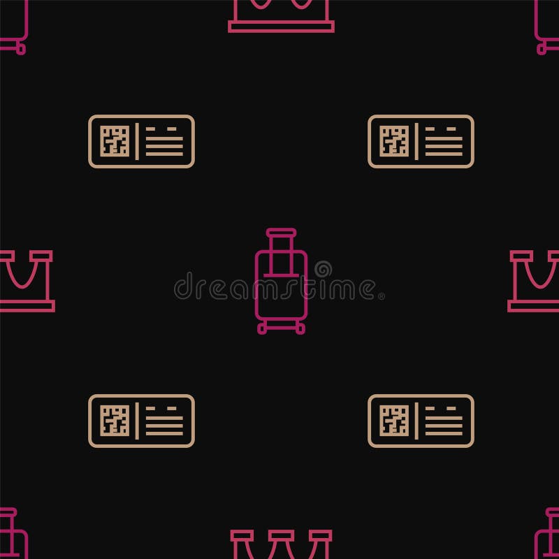 Set Line Bridge for Train, QR Code Ticket and Suitcase on Seamless ...