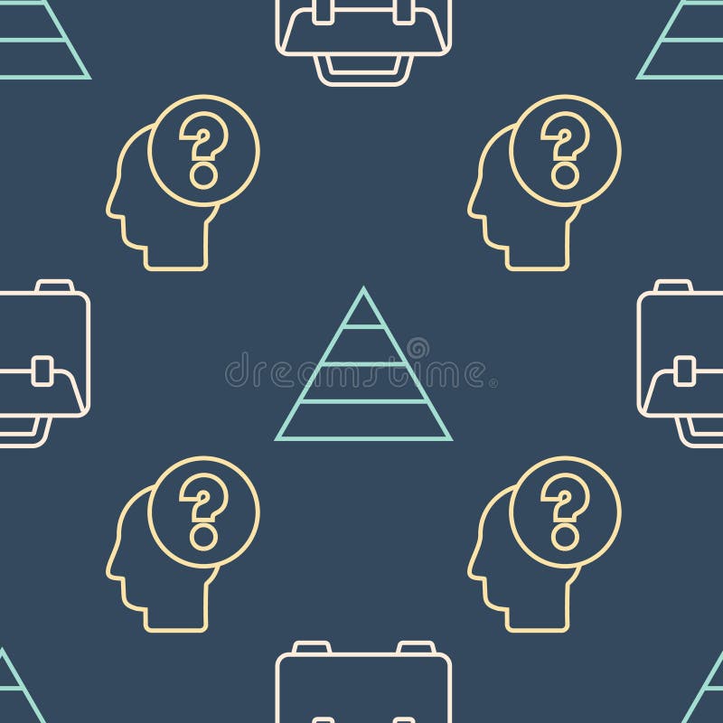 Set Line Briefcase, Human Head with Question Mark and Pyramid Chart ...