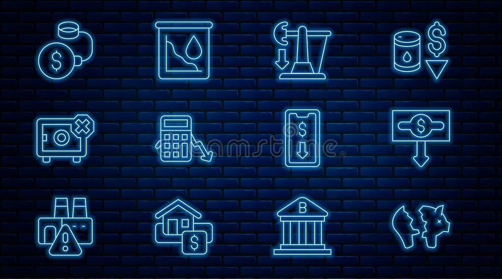 Set Line Broken Piggy Bank, Dollar Rate Decrease, Drop in Crude Oil Price, Calculation of ...